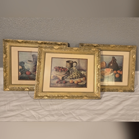 Source Unknown | Art | Fruit And Vegetable Prints In Gold Frames Set Of ...